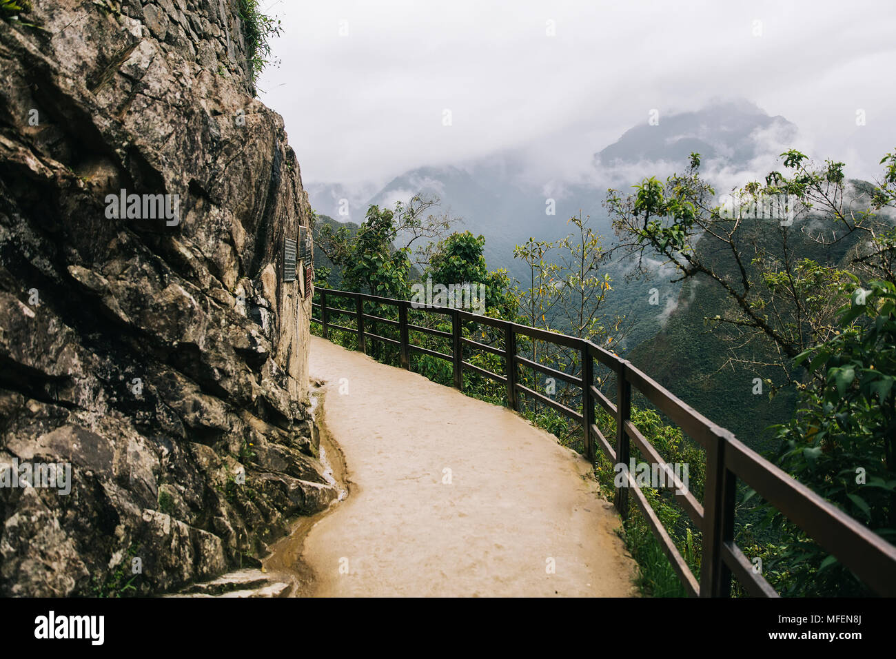 Path to the Machu Picchu Inca citadel in Peru Stock Photo - Alamy