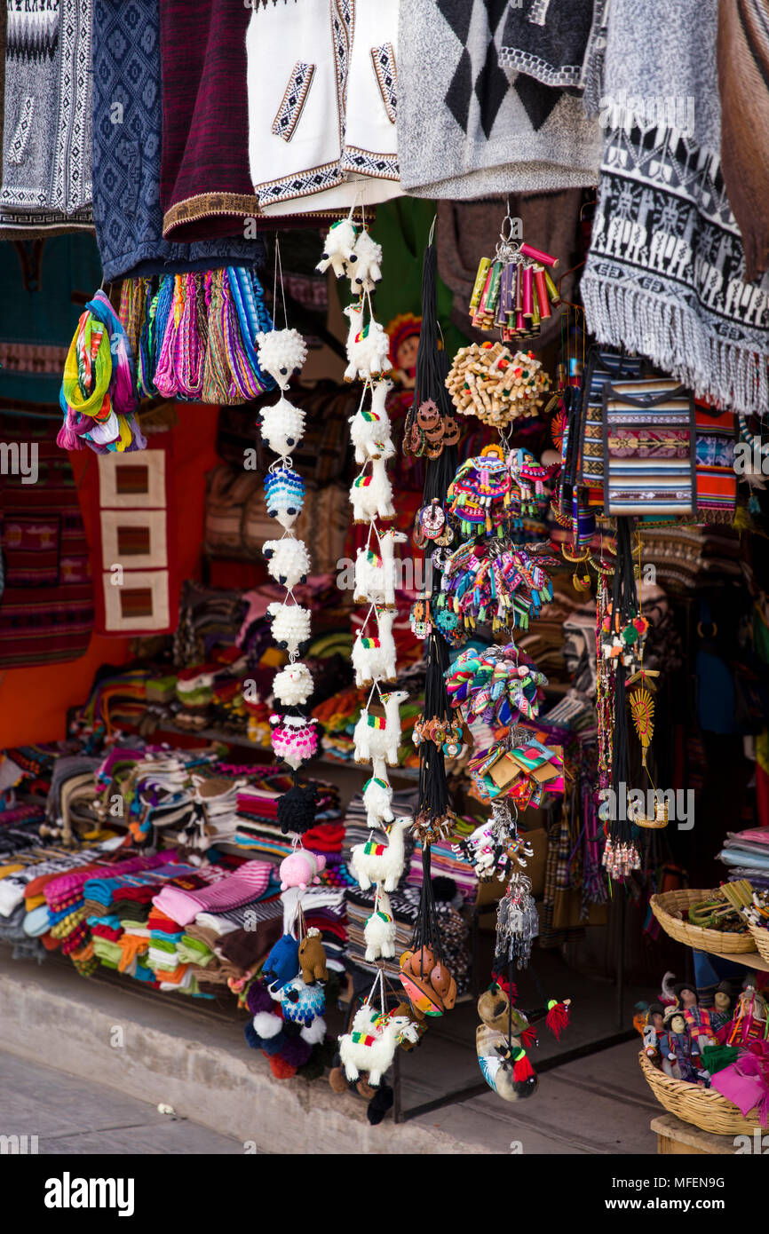 Traditional handcrafted goods on the street market in Copacabana ...