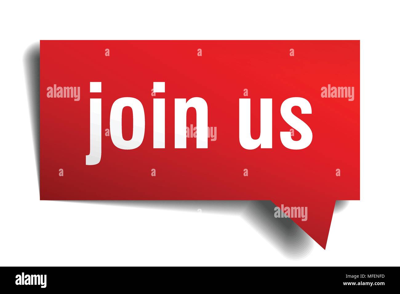 join us red 3d square isolated speech bubble Stock Vector Image & Art - Alamy