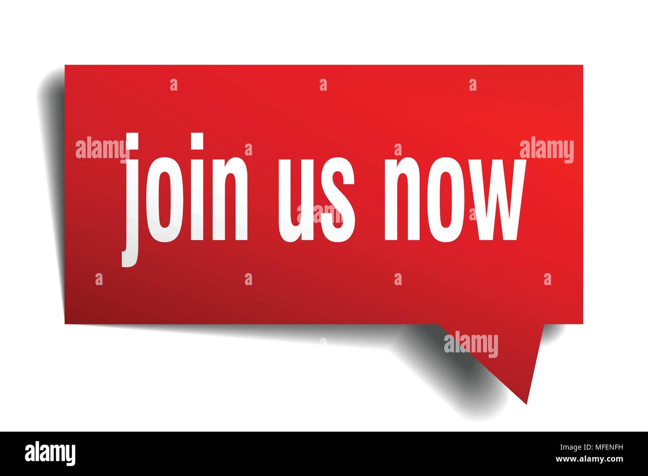 join us now red 3d square isolated speech bubble Stock Vector Image ...