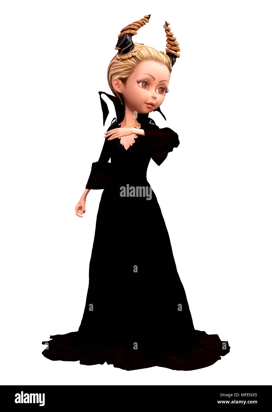 3D rendering of a littel fairy tale witch isolated on white background ...