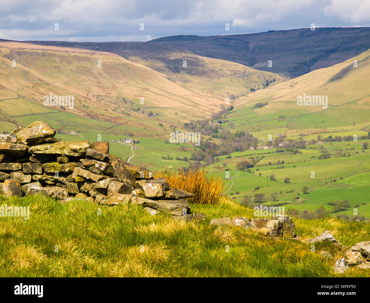 Edale, Upper Booth and Kinder Scout from Rushup Edge, Peak District ...