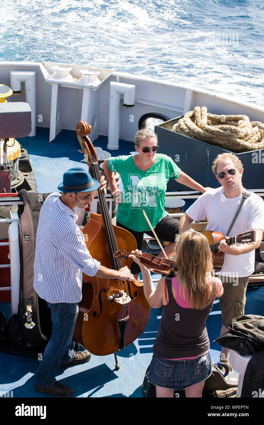 Folk band playing impromptu and alfresco on the afterdeck of the RMV ...