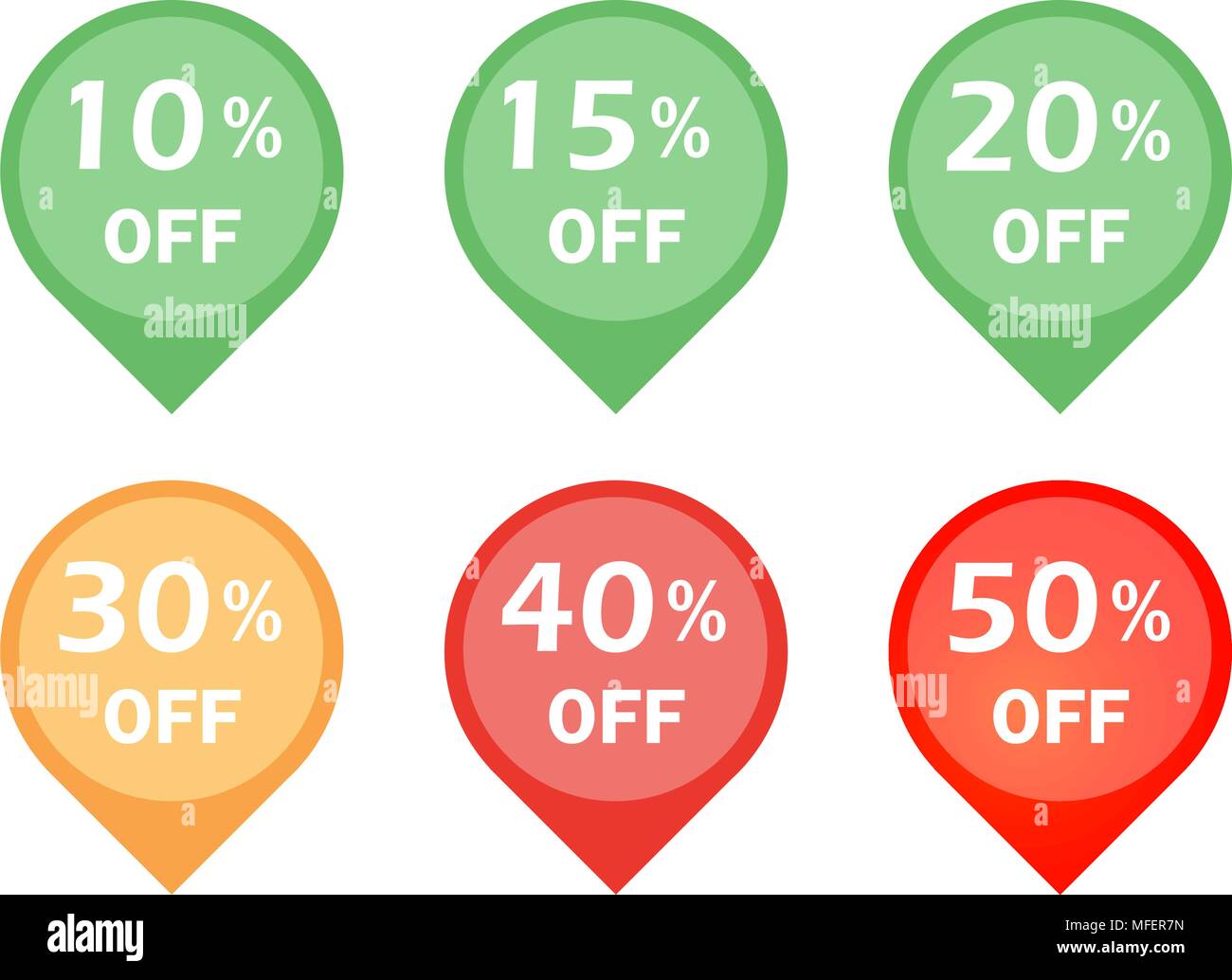 Discount sign icons different colours, Vector Illustrations isolated on ...