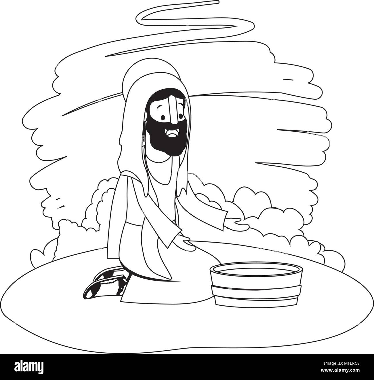Jesus with water pot in the camp Stock Vector Image & Art - Alamy