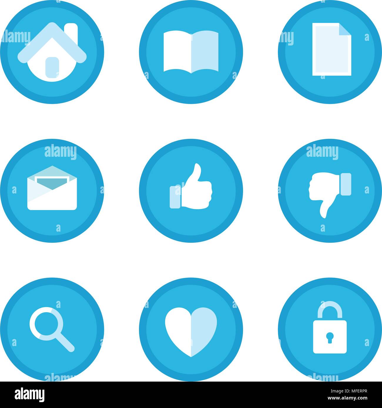 Education, Business and Office Set icons in flat style round form ...