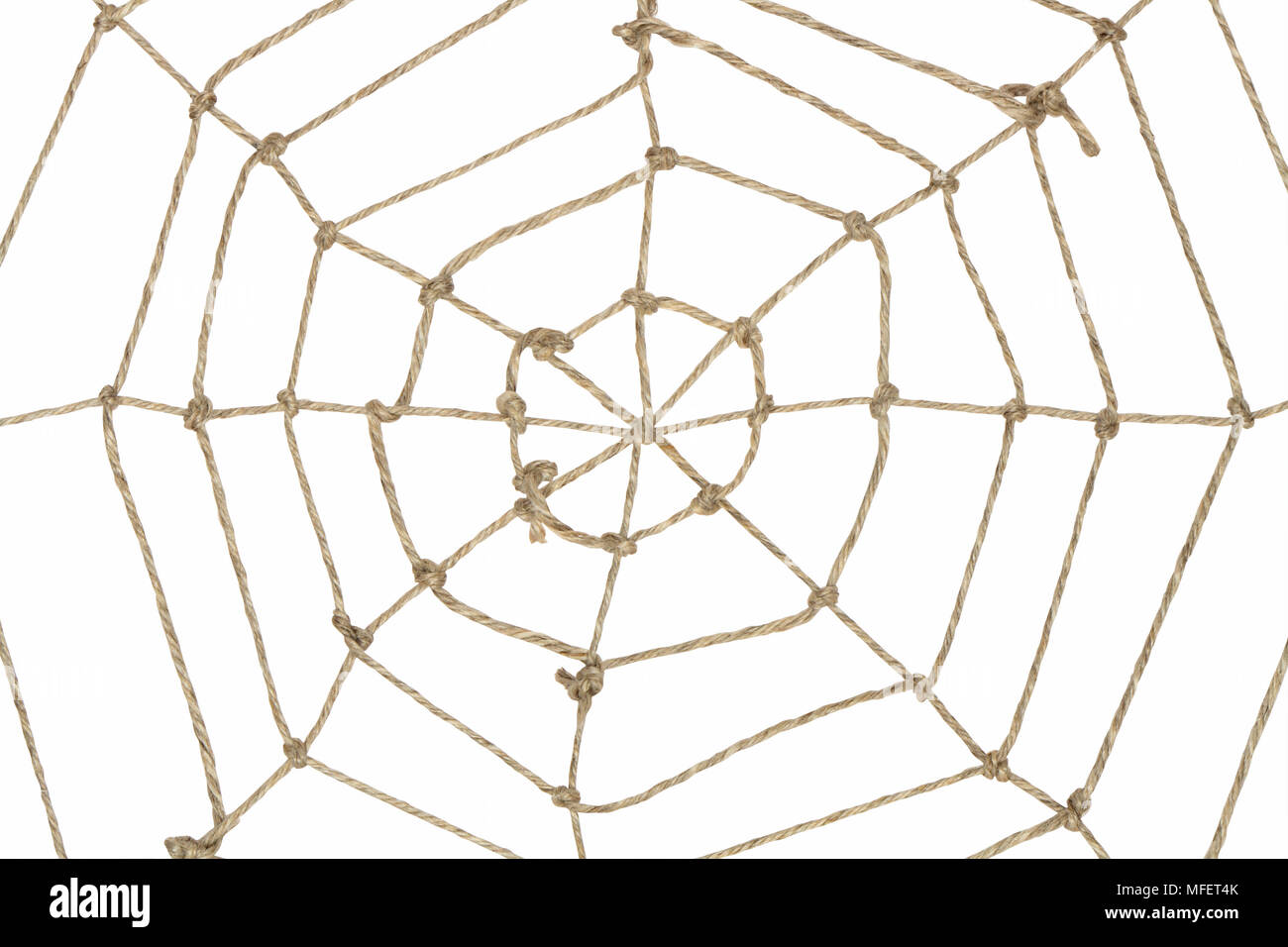 Conceptual background with web made from rope. Isolated on white with ...