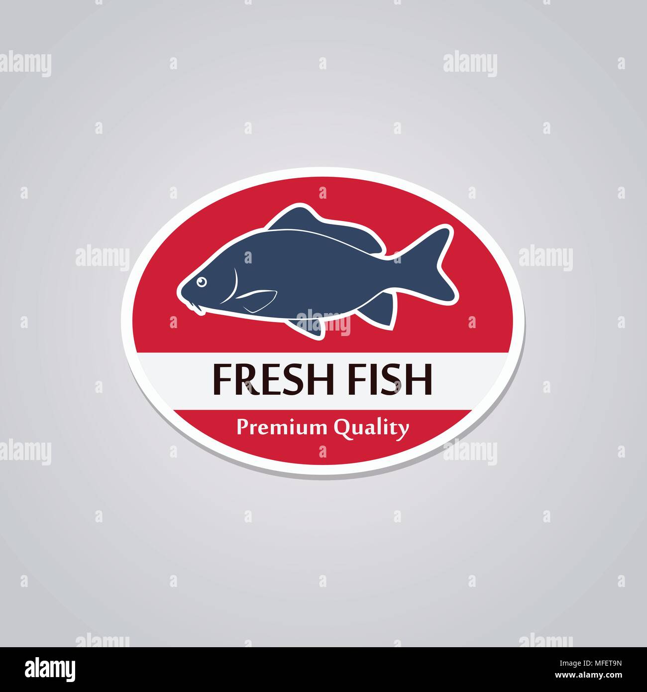 Fresh Fish Emblem isolated on light background. Vector Illustration of ...