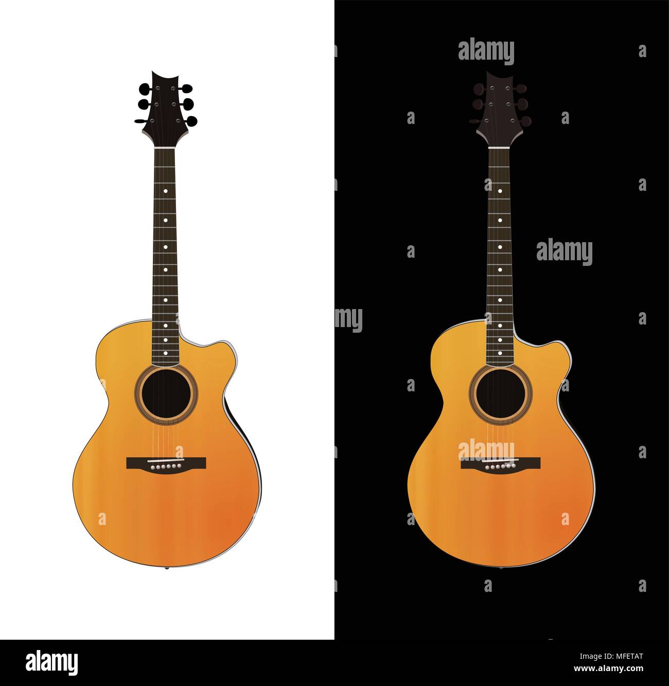 Acoustic Guitar - stringed wooden music instrument, Vector Illustration ...