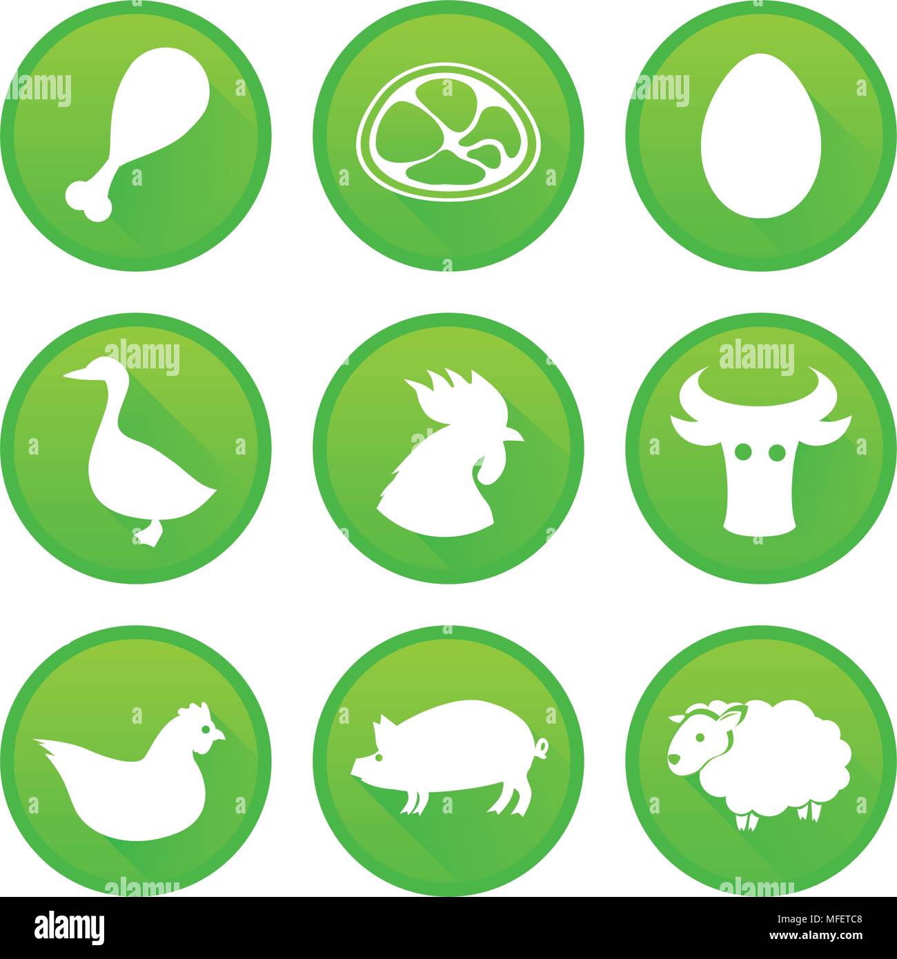 Set of Agriculture icons in green color with images of Farm products ...