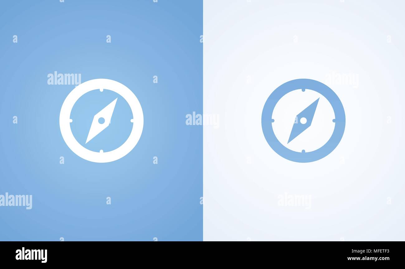 Icon of compass on blue and white background in flat style, Vector ...