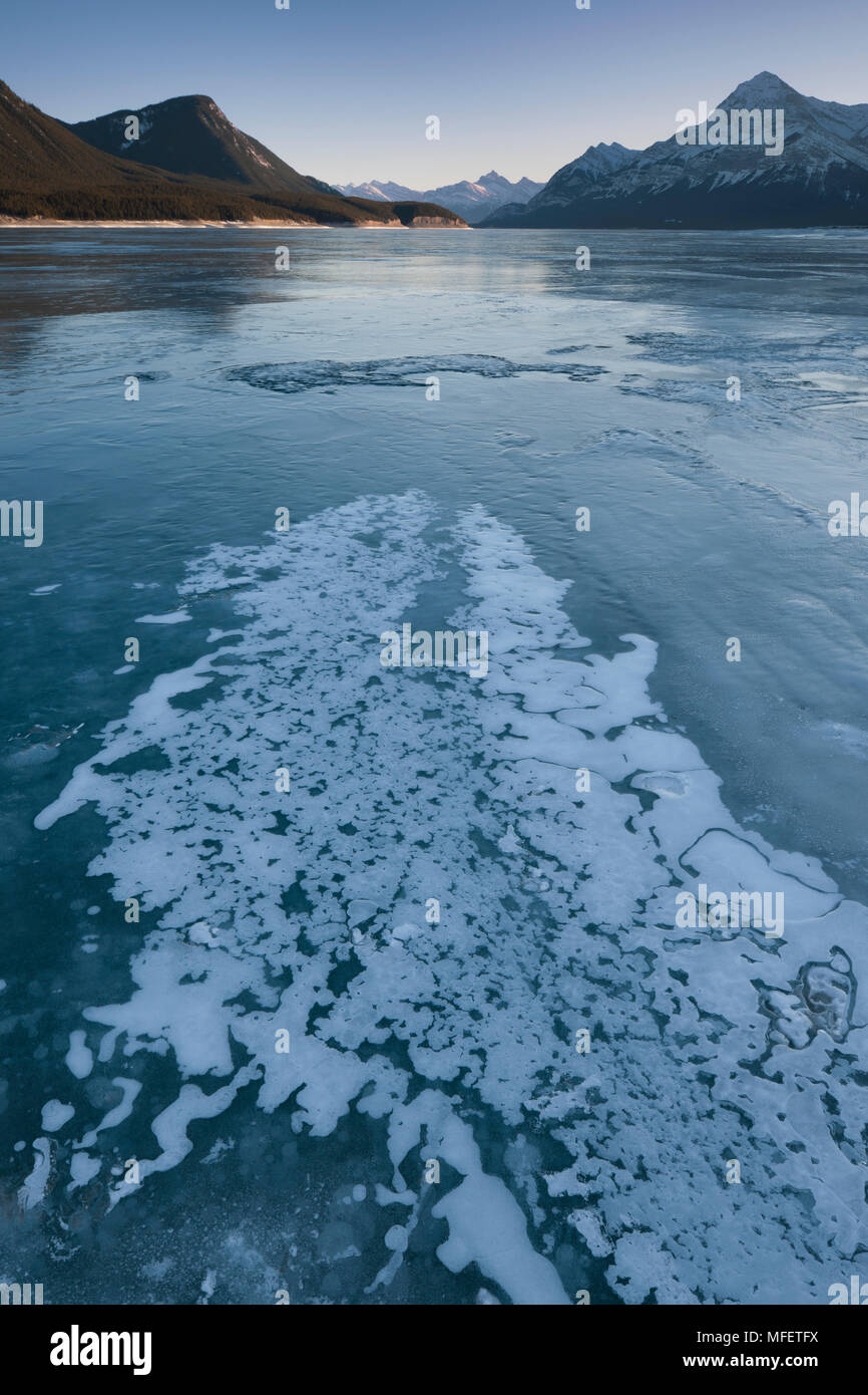 Wind polished ice on Abraham Lake, Alberta, Canada Stock Photo - Alamy