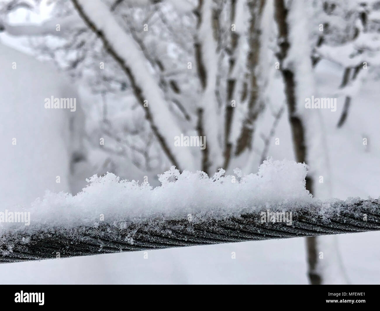 Steel cable covered with snow Stock Photo - Alamy