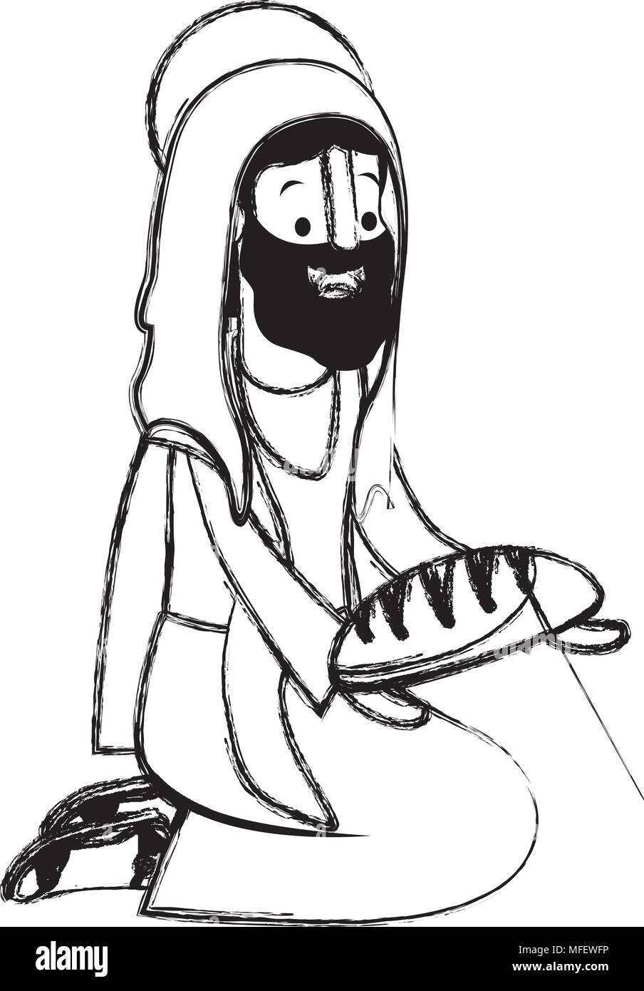 Jesus christ on knees with bread avatar character Stock Vector Image ...