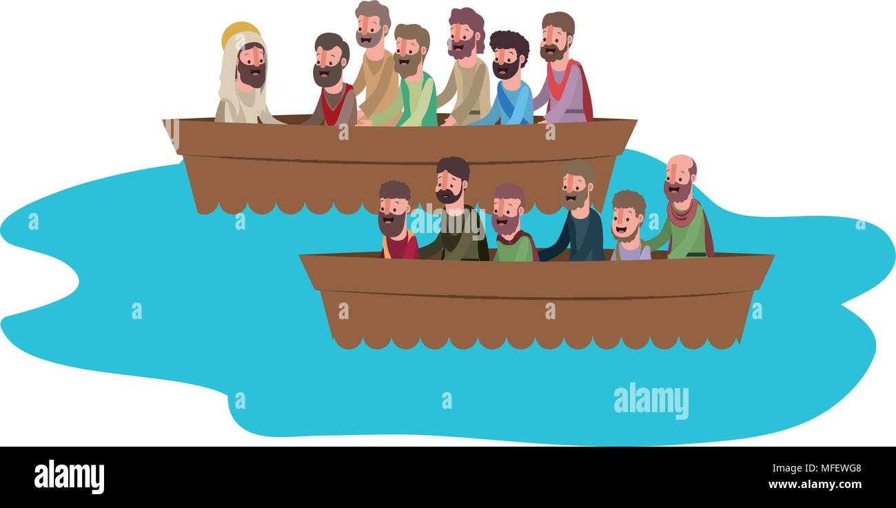 Apostles in boat Stock Vector Images - Alamy