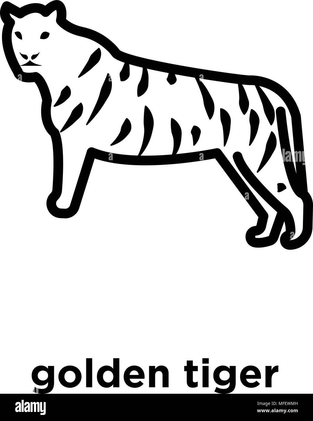 golden tiger icon isolated on white background, vector illustration ...