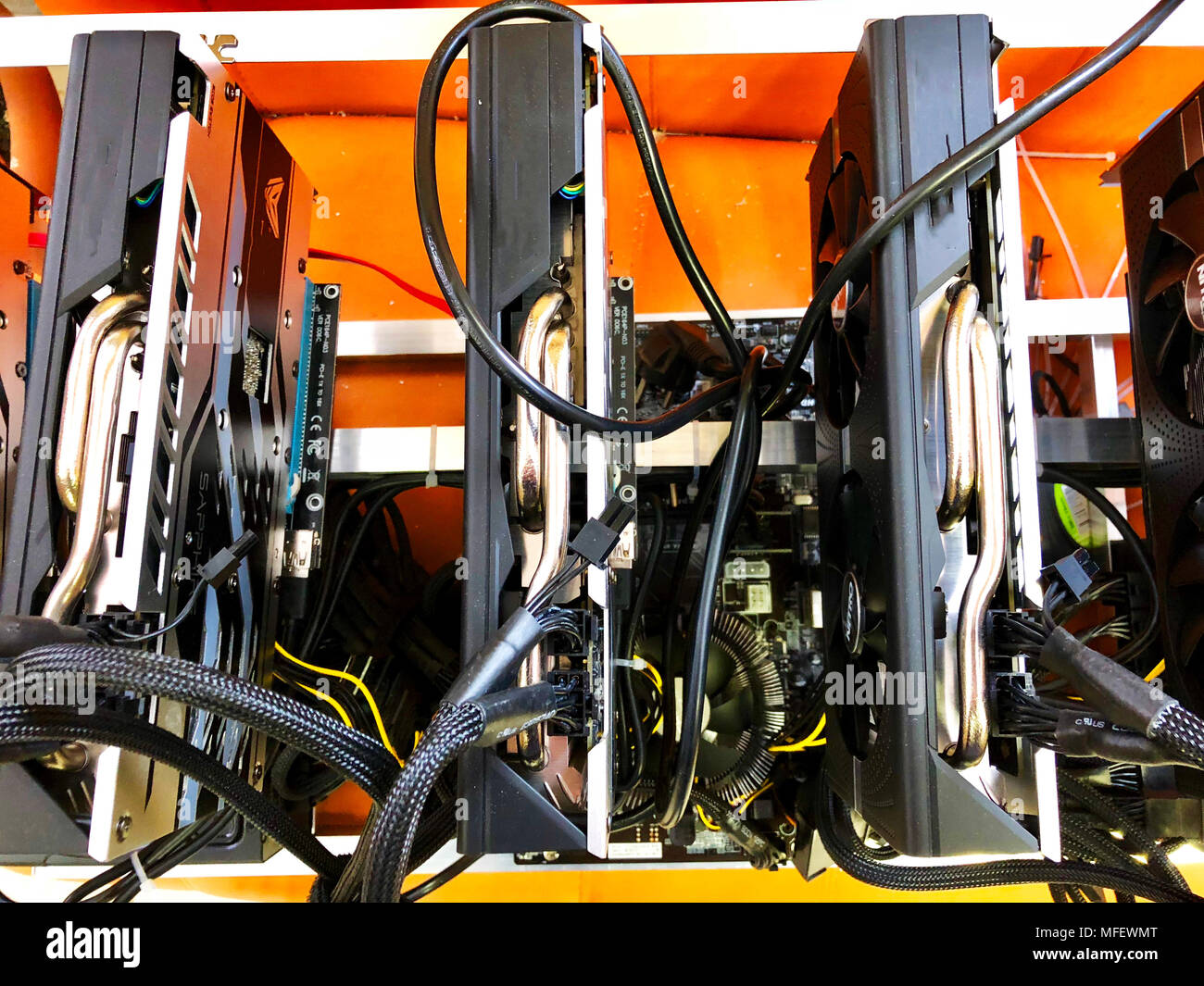 Mining farm on video cards Stock Photo - Alamy