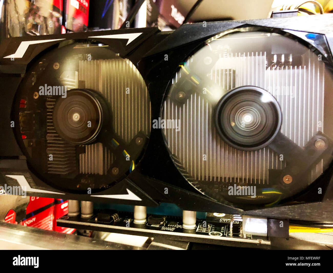 Rotating cooler of video card Stock Photo - Alamy