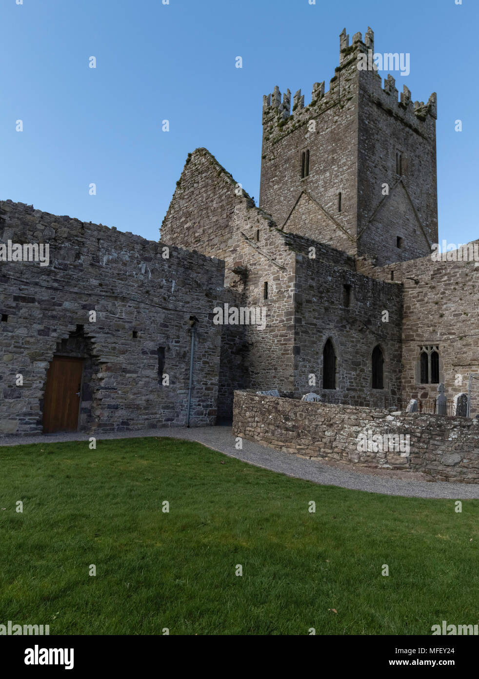 Ancient Christian Abbey Ruins, Cemetry, Graveyard, Day, Springtime ...