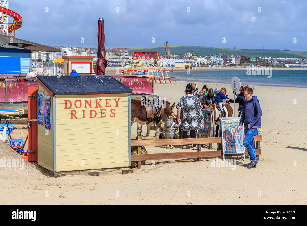 traditional donkey rides on main beach, weymouth seaside town and ...