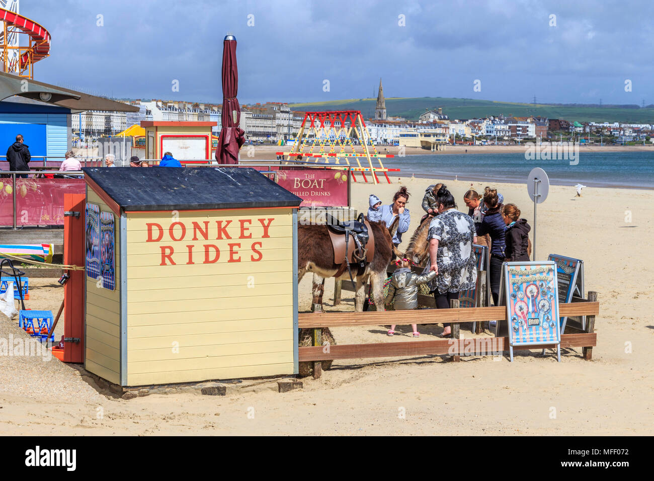 traditional donkey rides on main beach, weymouth seaside town and ...