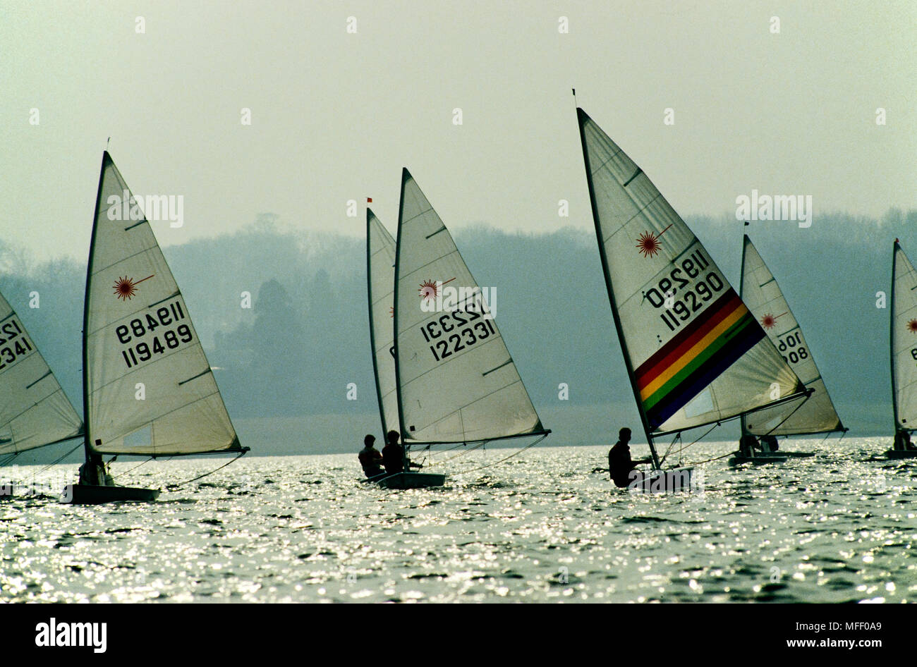 Laser sailing on Rutland Water, photographed for the Sunday Express ...