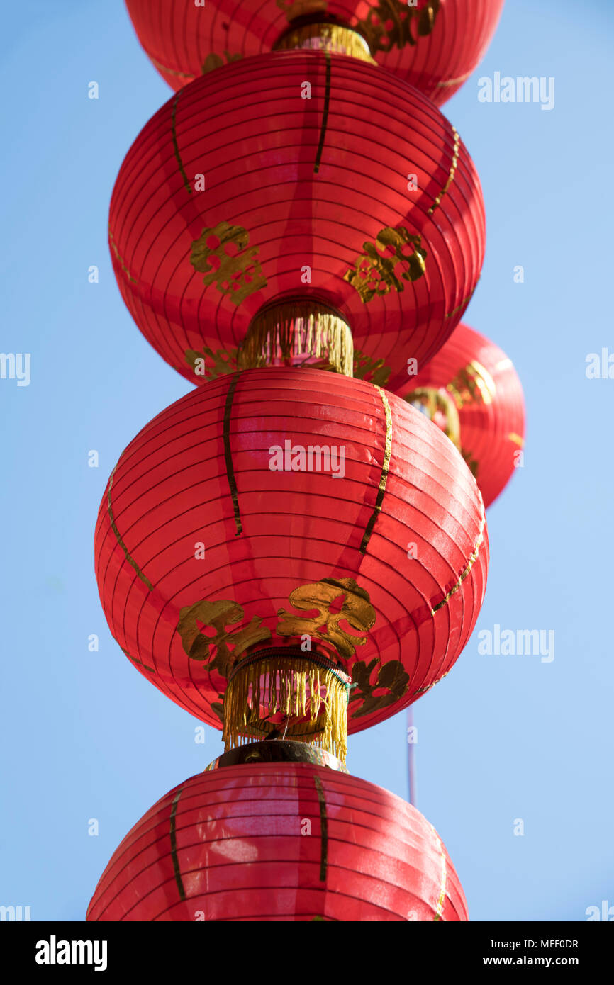 Colourful lanterns celebrating the Tet Lunar New Year holiday outstide ...