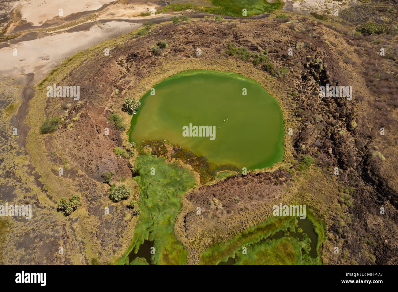 Crater lake adjacent to the Suguta river. Great Rift Valley. Kenya ...