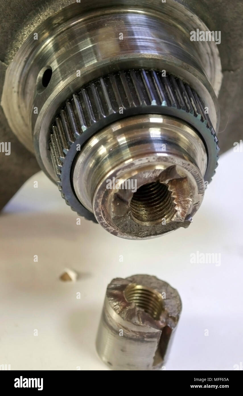 The car engine part broken in half Stock Photo - Alamy