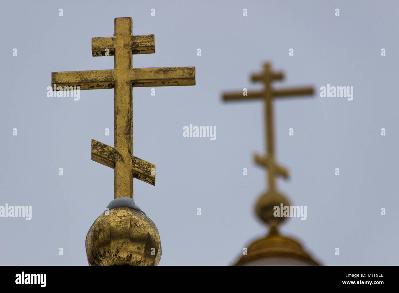 Golden cross on top church hi-res stock photography and images - Alamy