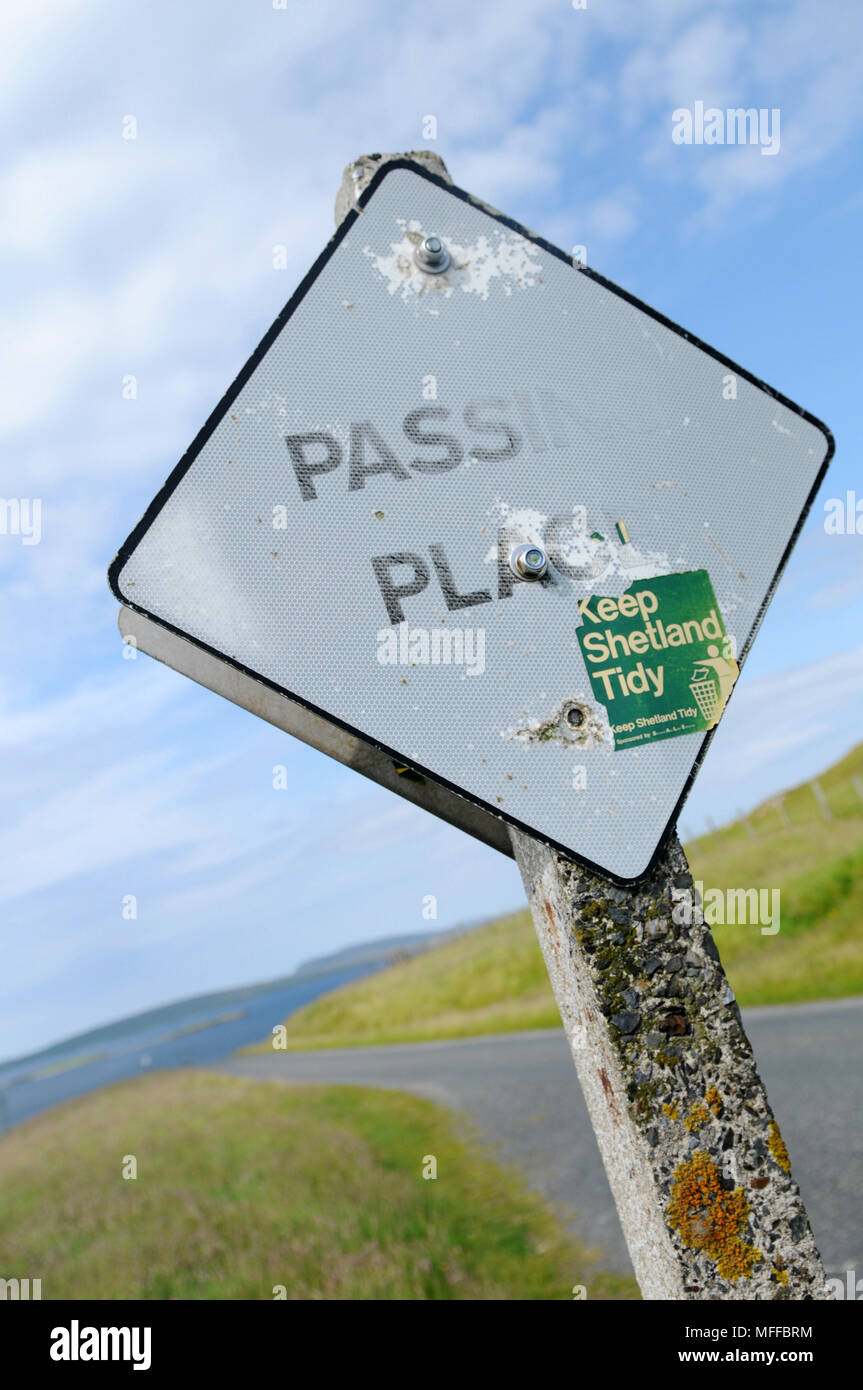 Passing place signs on the side of single track roads so you can pull ...