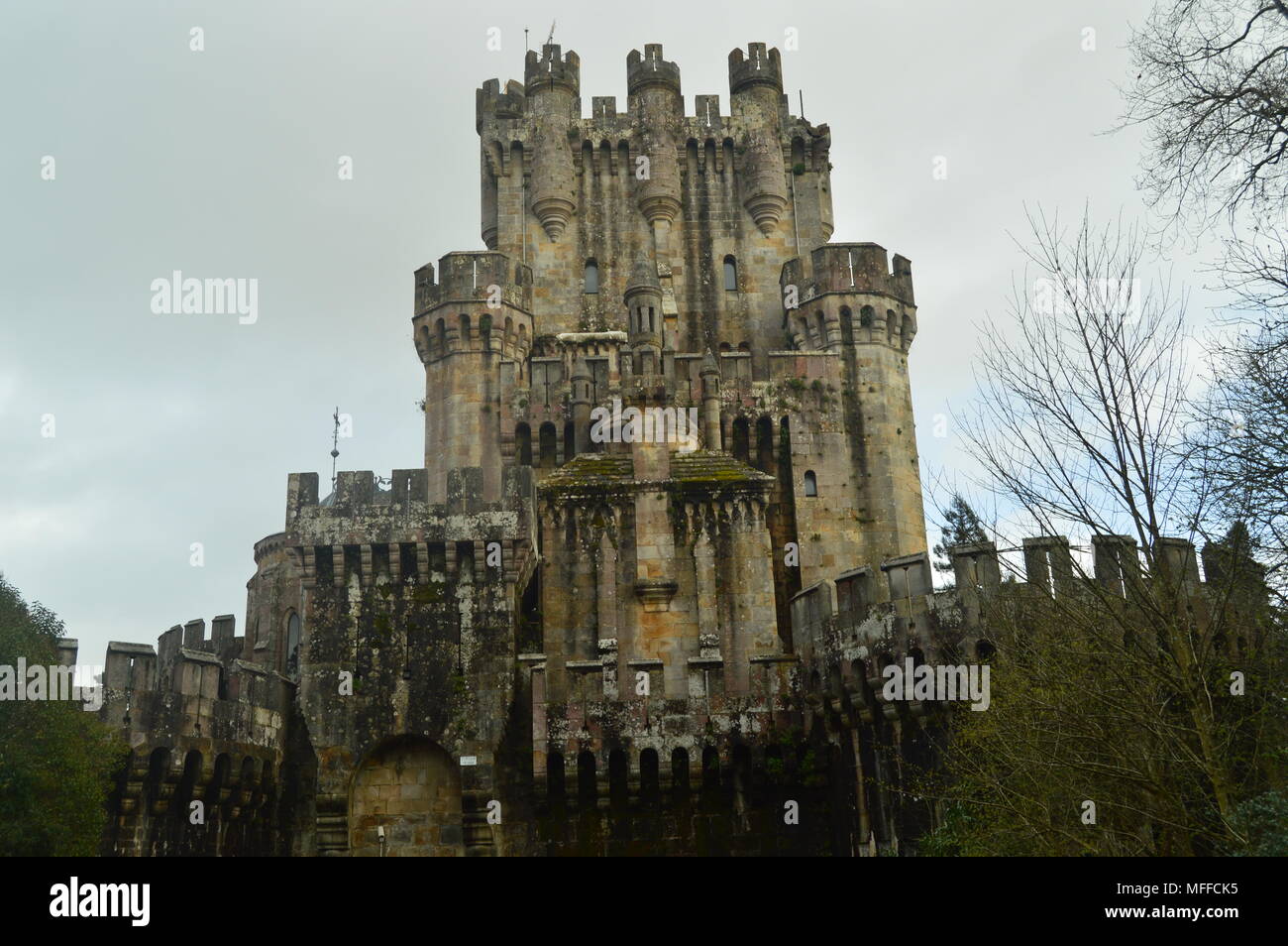Battlements Of The Back Facade Of The Castle Of Butron, Castle Built In ...