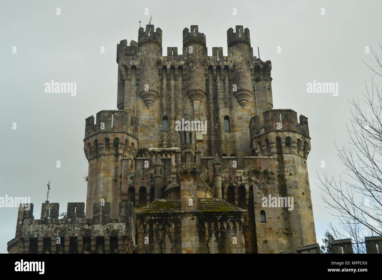 Battlements Of The Back Facade Of The Castle Of Butron, Castle Built In ...