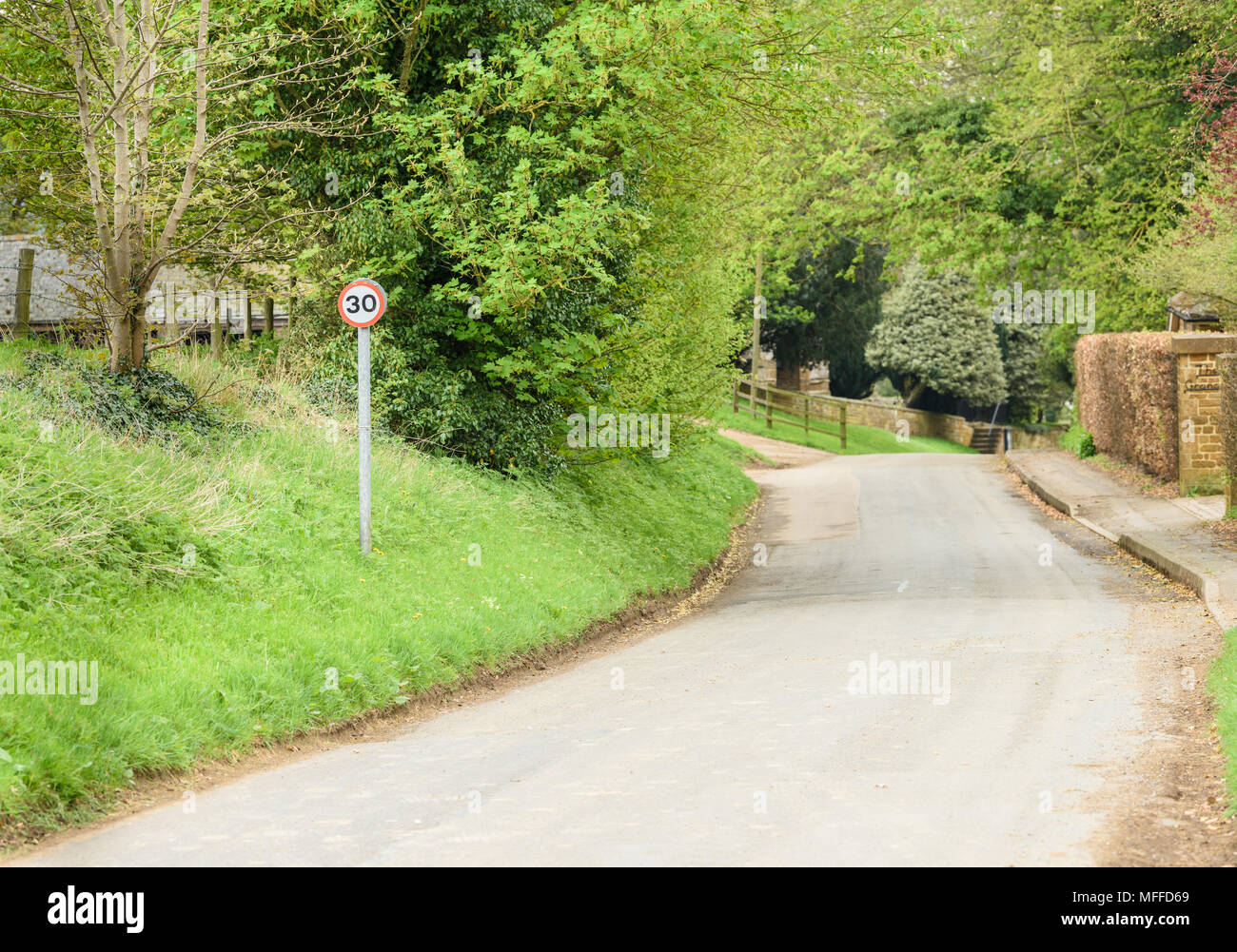 In the East Midlands countryside of England at springtime, a 30 mph ...