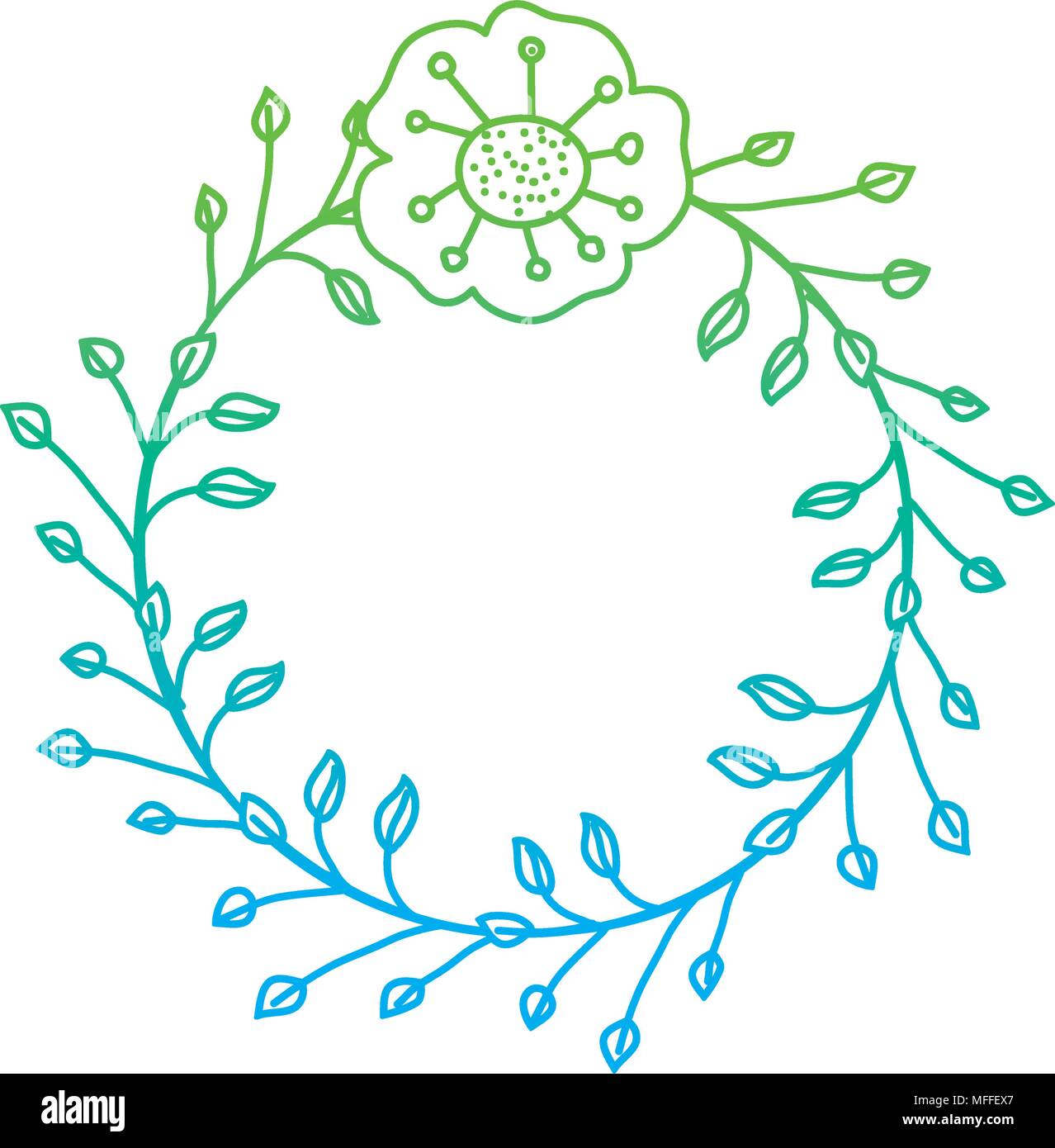 degraded line rustic flower with petals and leaves decoration Stock ...