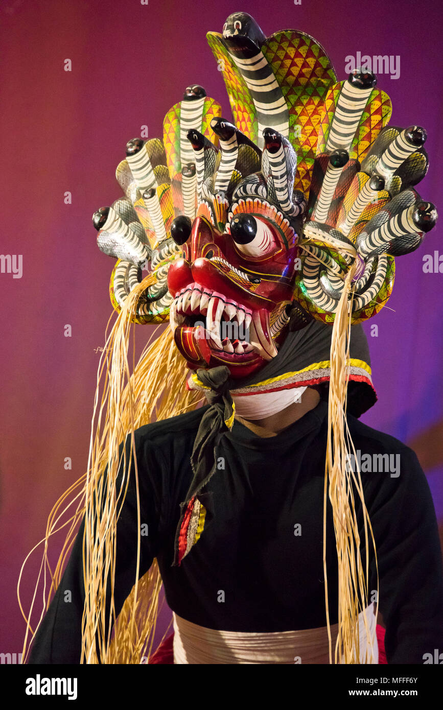 Vertical portrait of a masked Kandyan Dancer in Kandy, Sri Lanka Stock ...