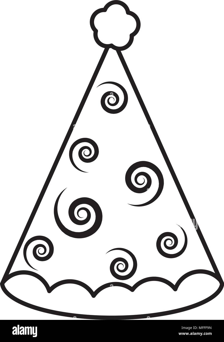 line hat party object with star and spital design Stock Vector Image ...