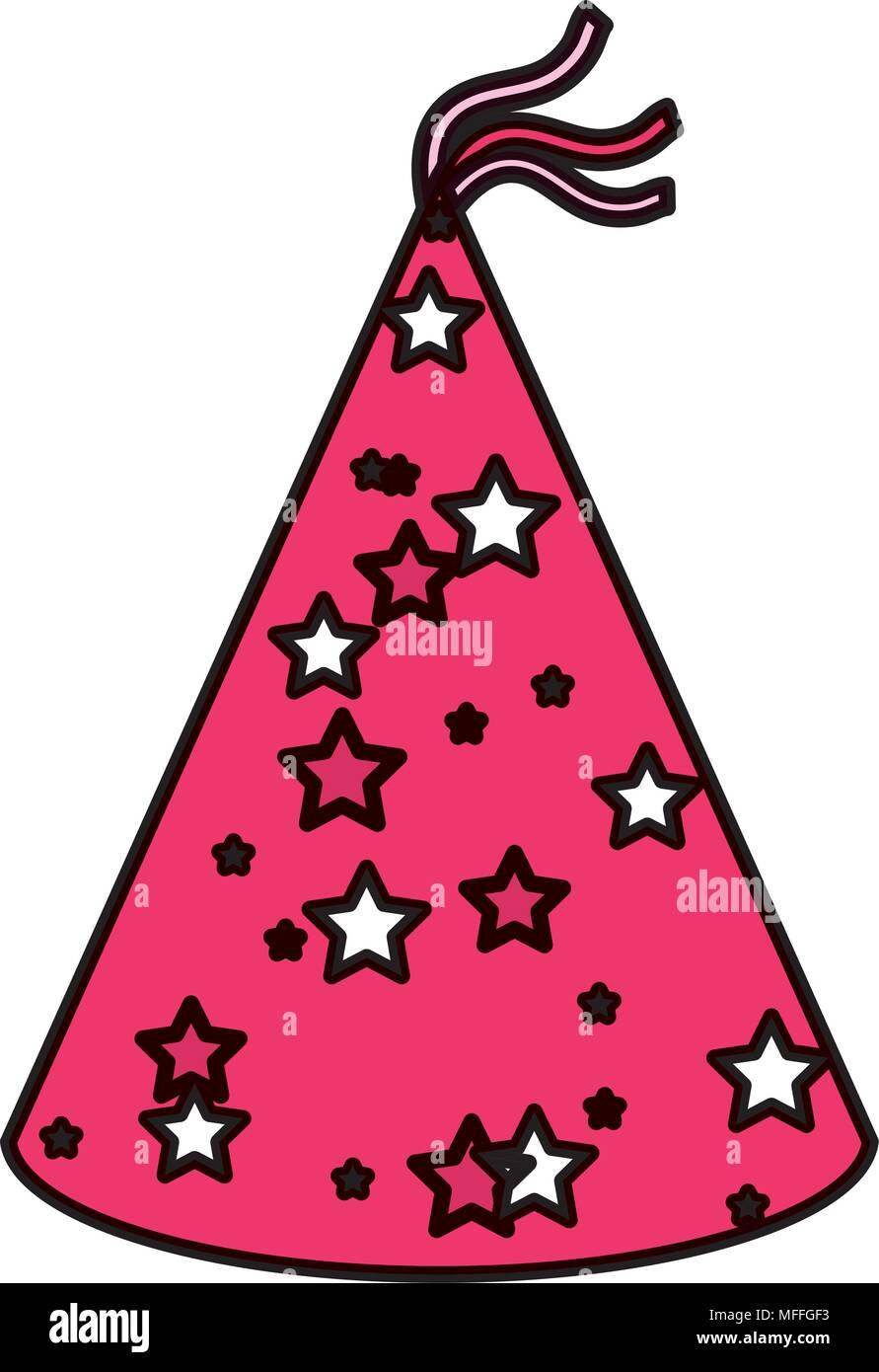 color party hat with stars decoration design Stock Vector Image & Art ...