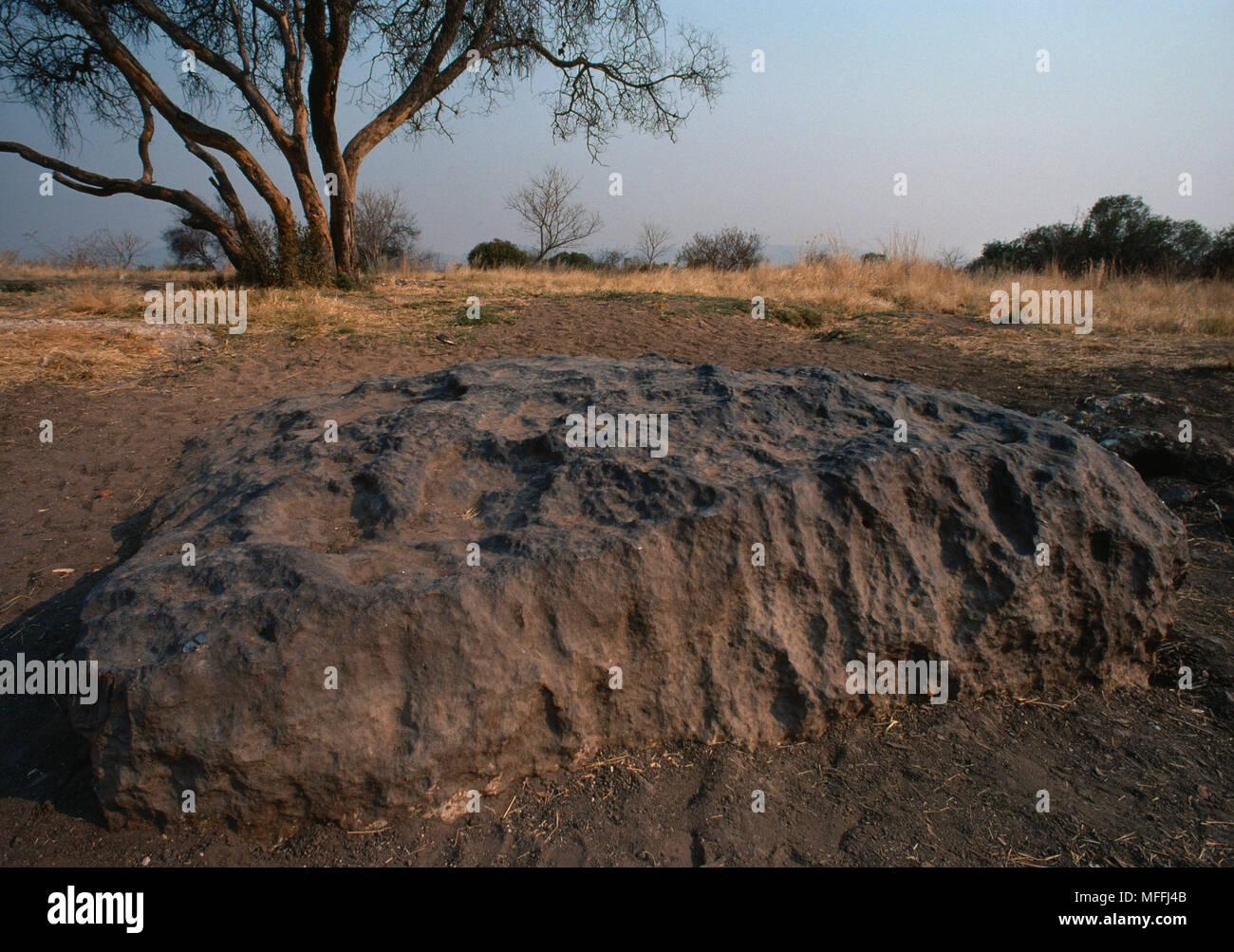 METEORITE partially buried Hoba, northern Namibia, south western Africa ...