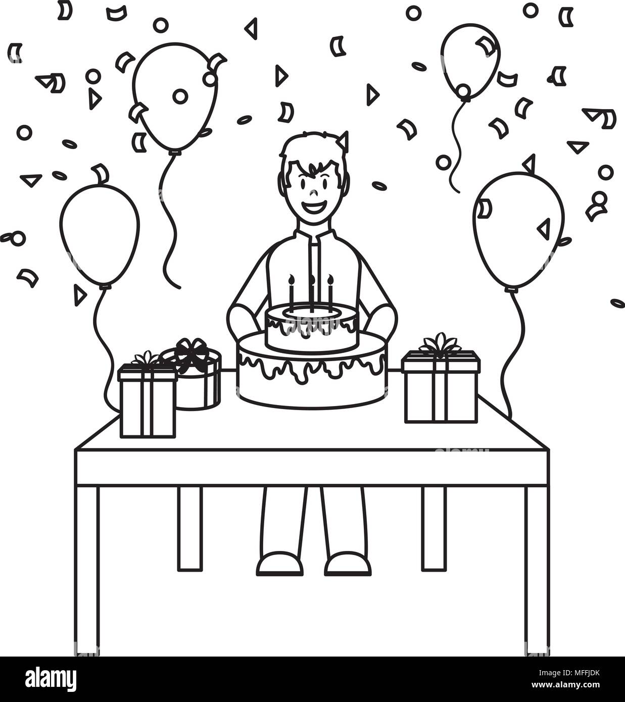 line man celebrating happy birthday party Stock Vector Image & Art - Alamy