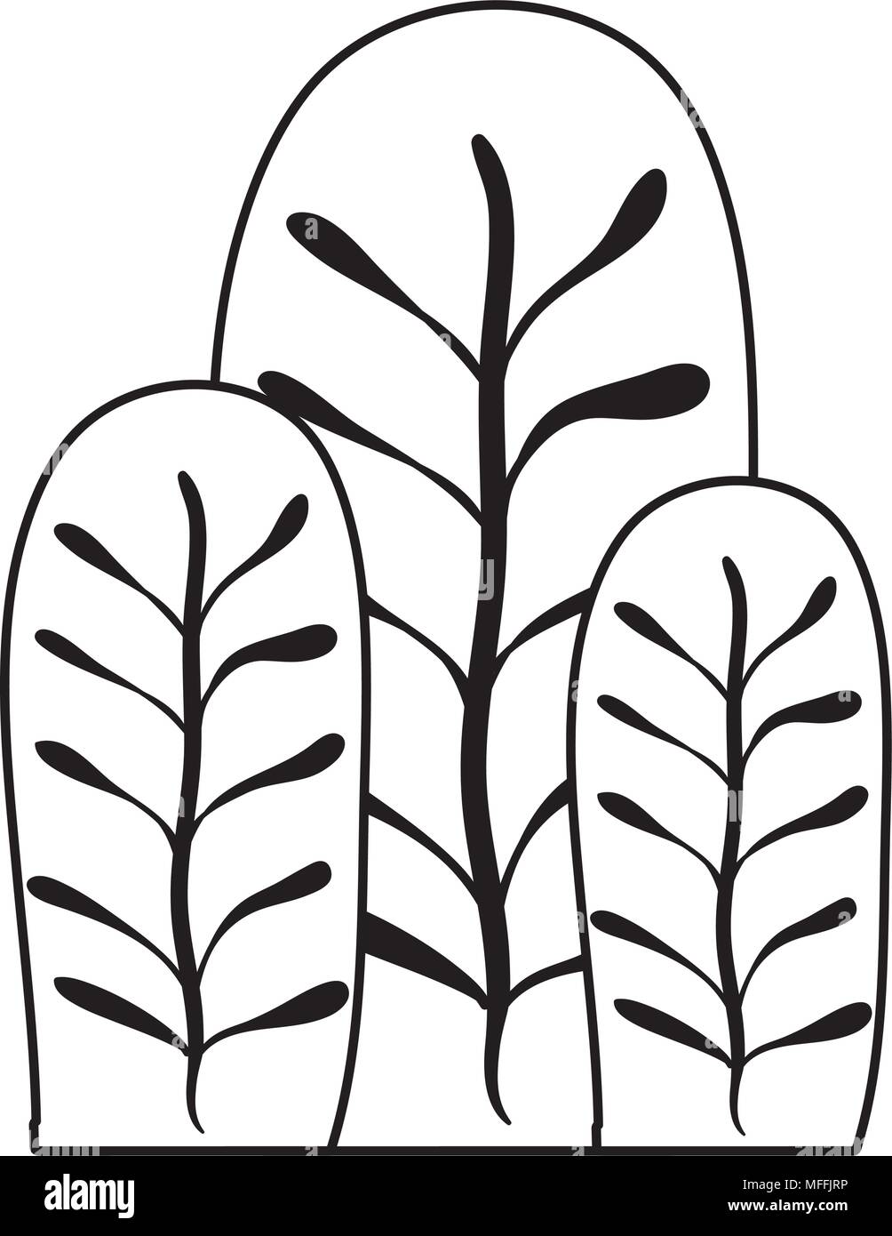 line cute nature leaves style of tree Stock Vector Image & Art - Alamy