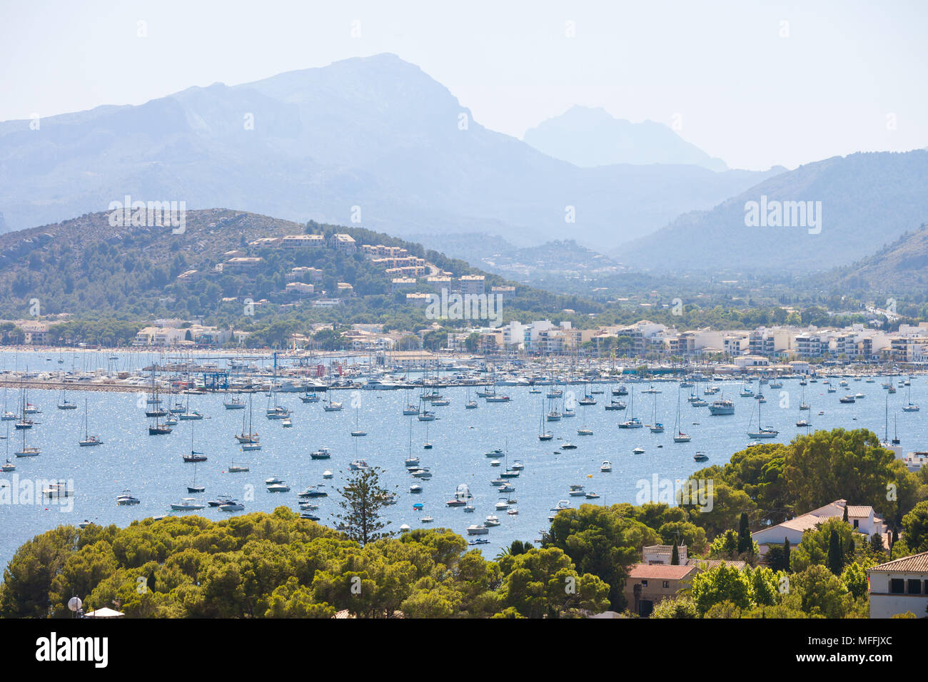 Port de Pollenca, Mallorca, Spain - Plenty of boats at the sea port of ...