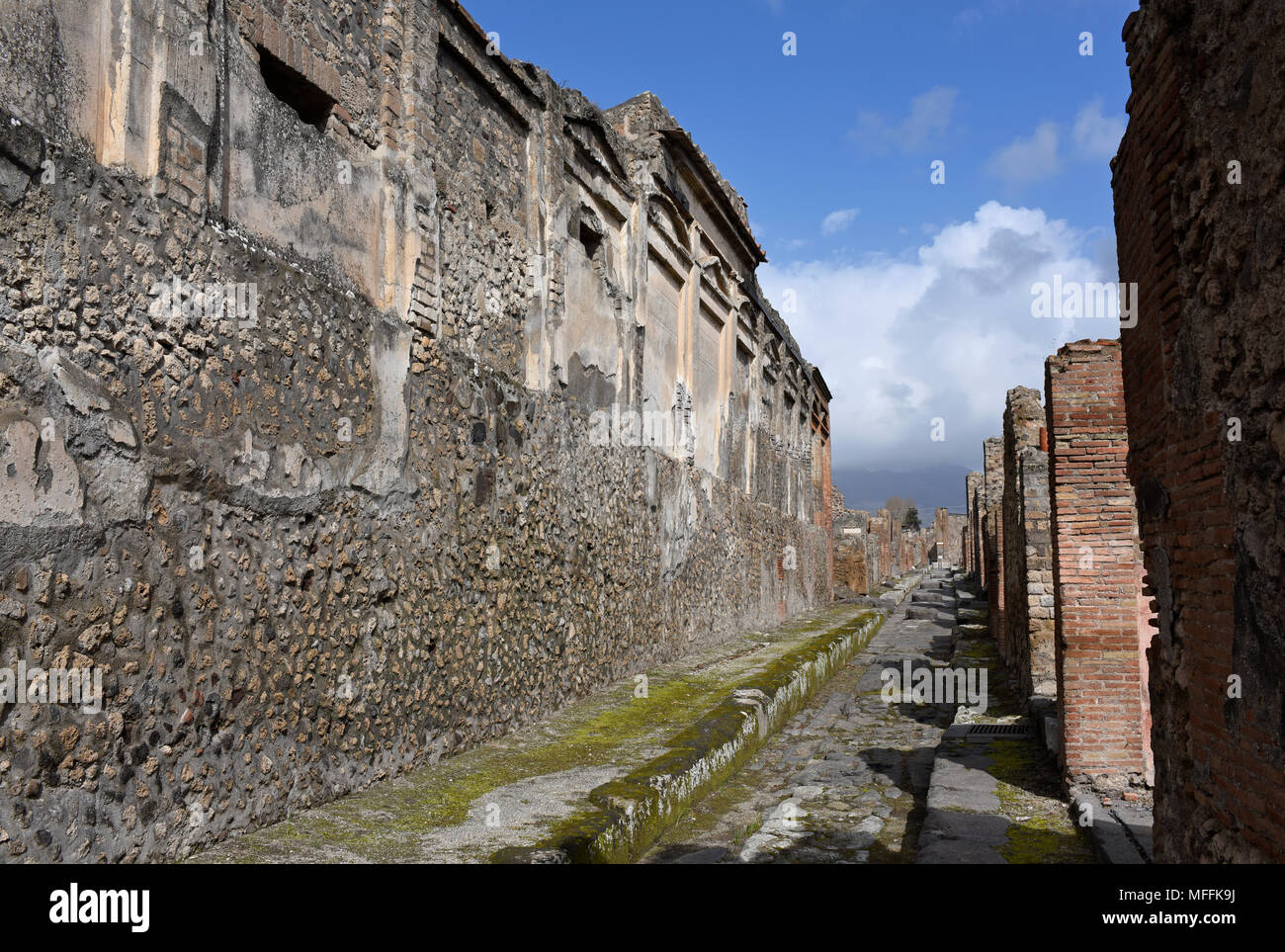 The impressive and varied ruins at Pompeii, close to the city of Naples ...