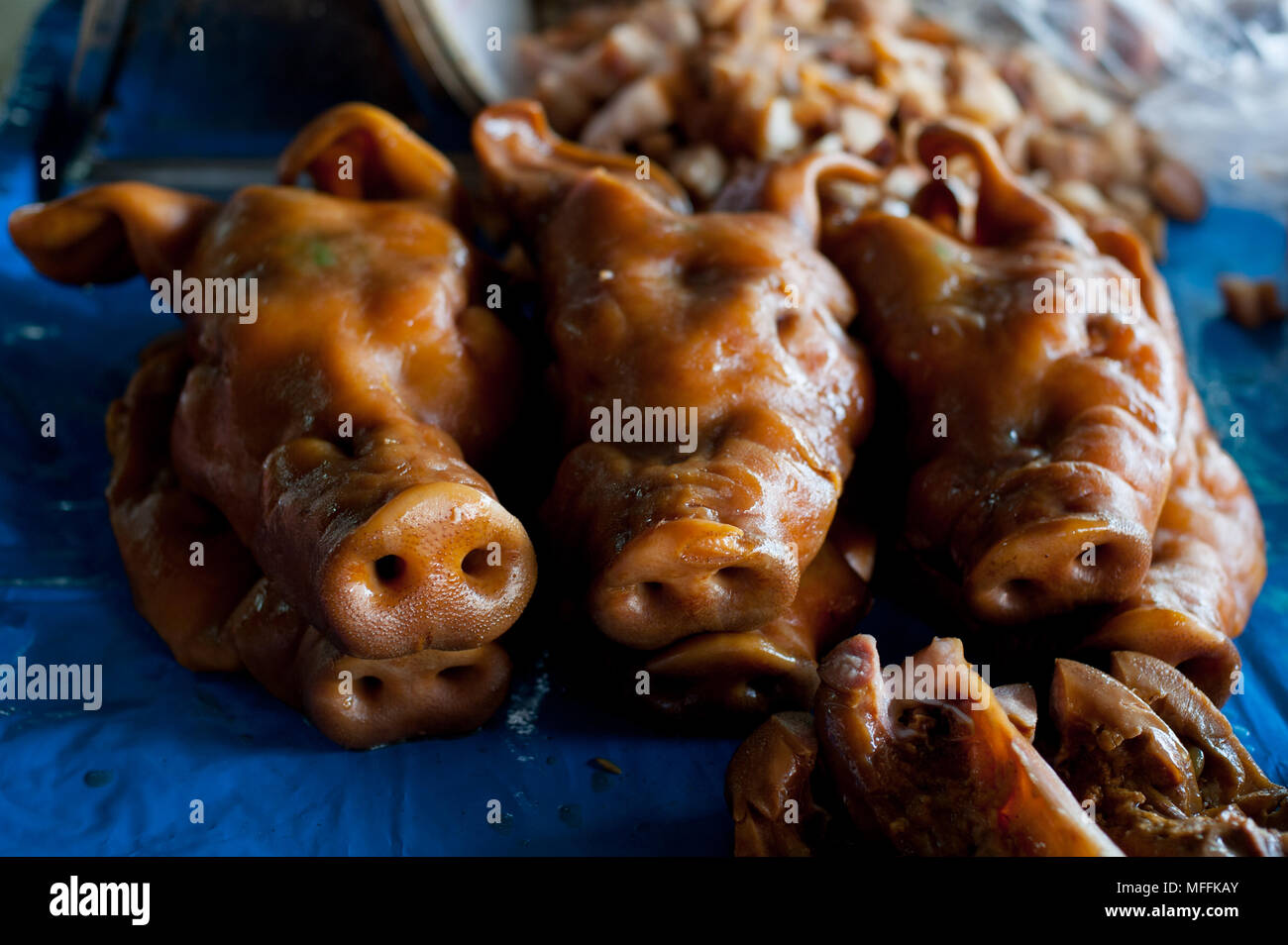 Pork Head on Sale displays at the market in Bangkok, Thailand. Thailand ...
