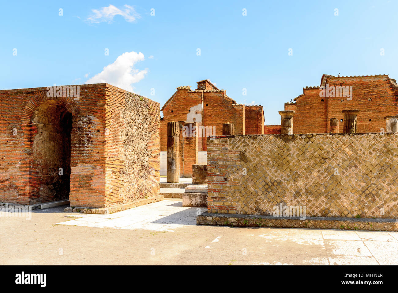 RUins of Pompeii, an ancient Roman town destroyed by the volcano ...