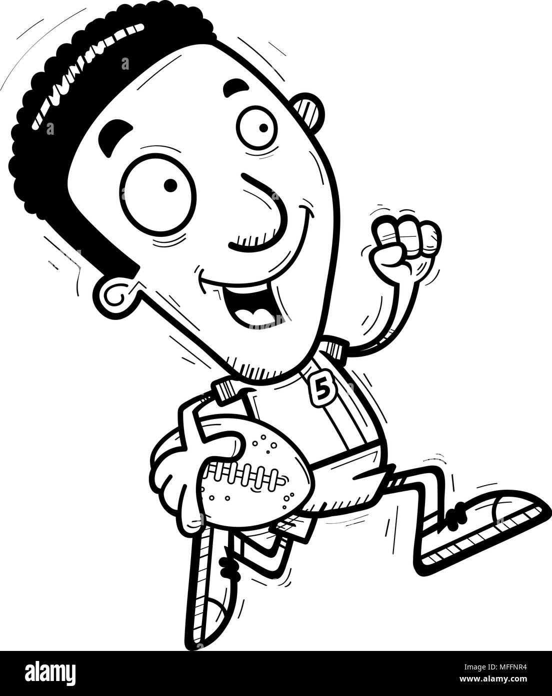 A cartoon illustration of a black man football player running Stock ...