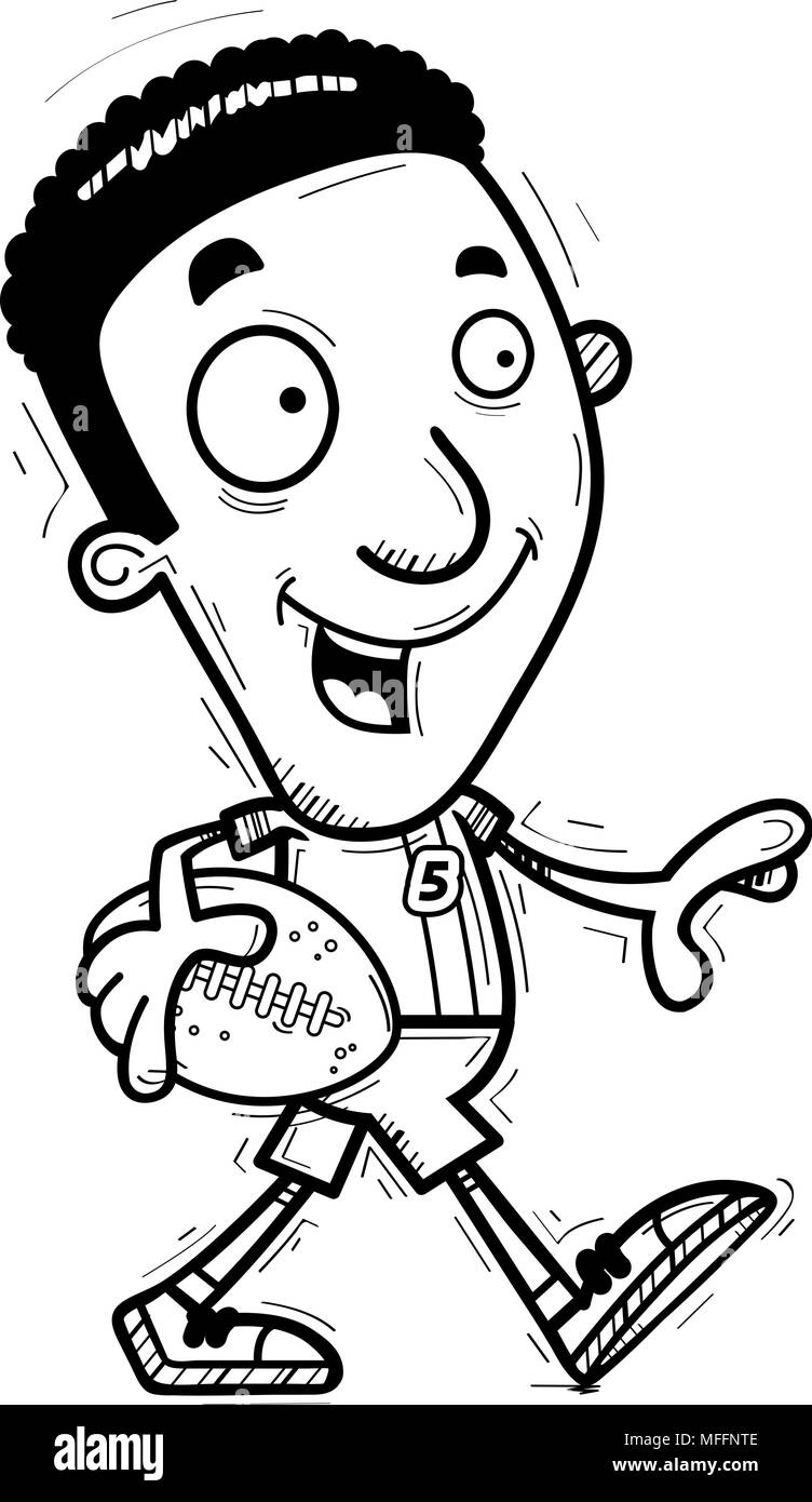 A cartoon illustration of a black man football player walking Stock ...