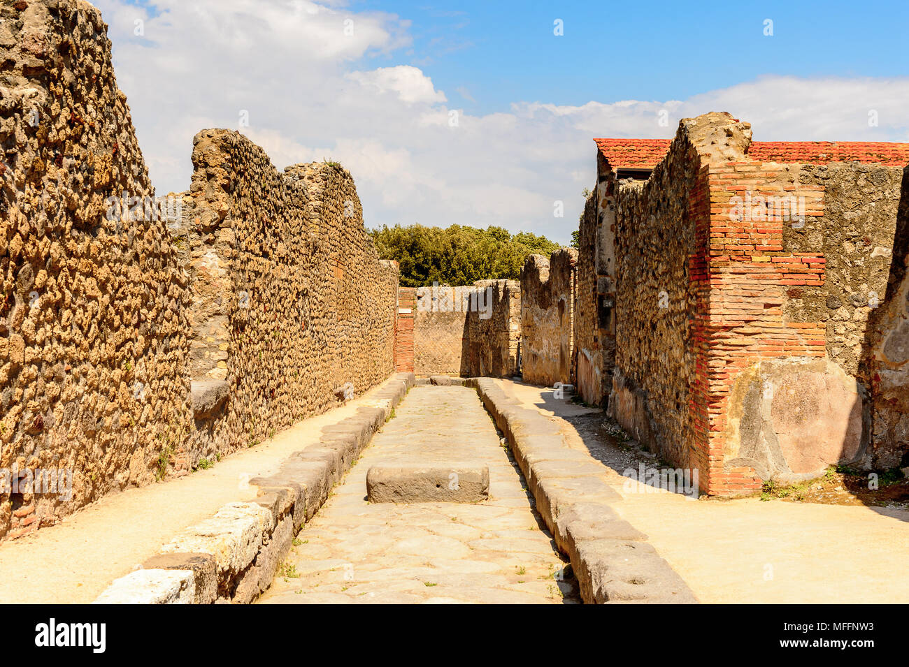 RUins of Pompeii, an ancient Roman town destroyed by the volcano ...