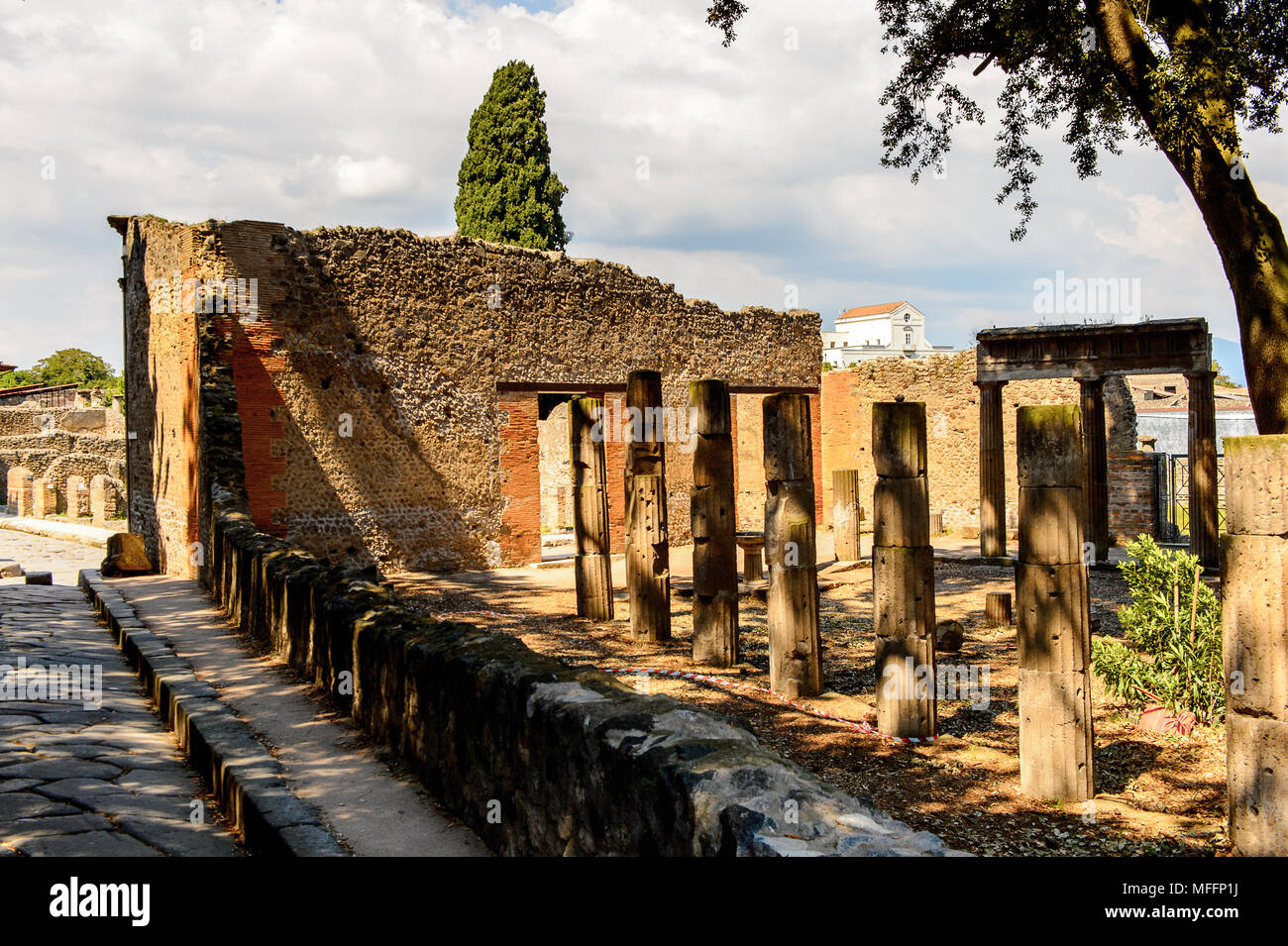 RUins of Pompeii, an ancient Roman town destroyed by the volcano ...