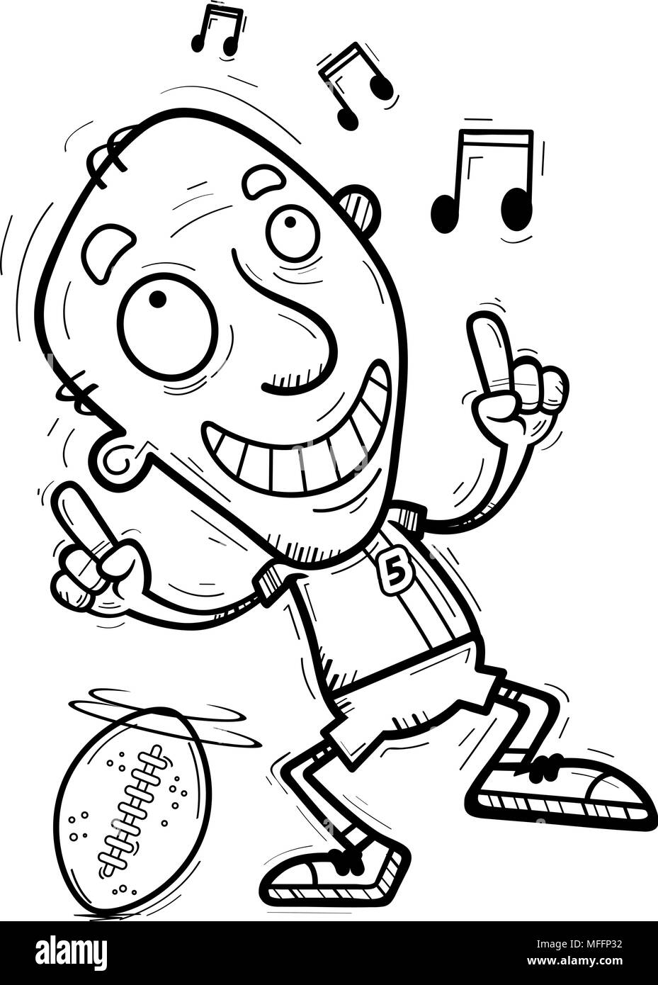 A cartoon illustration of a senior citizen man football player dancing ...